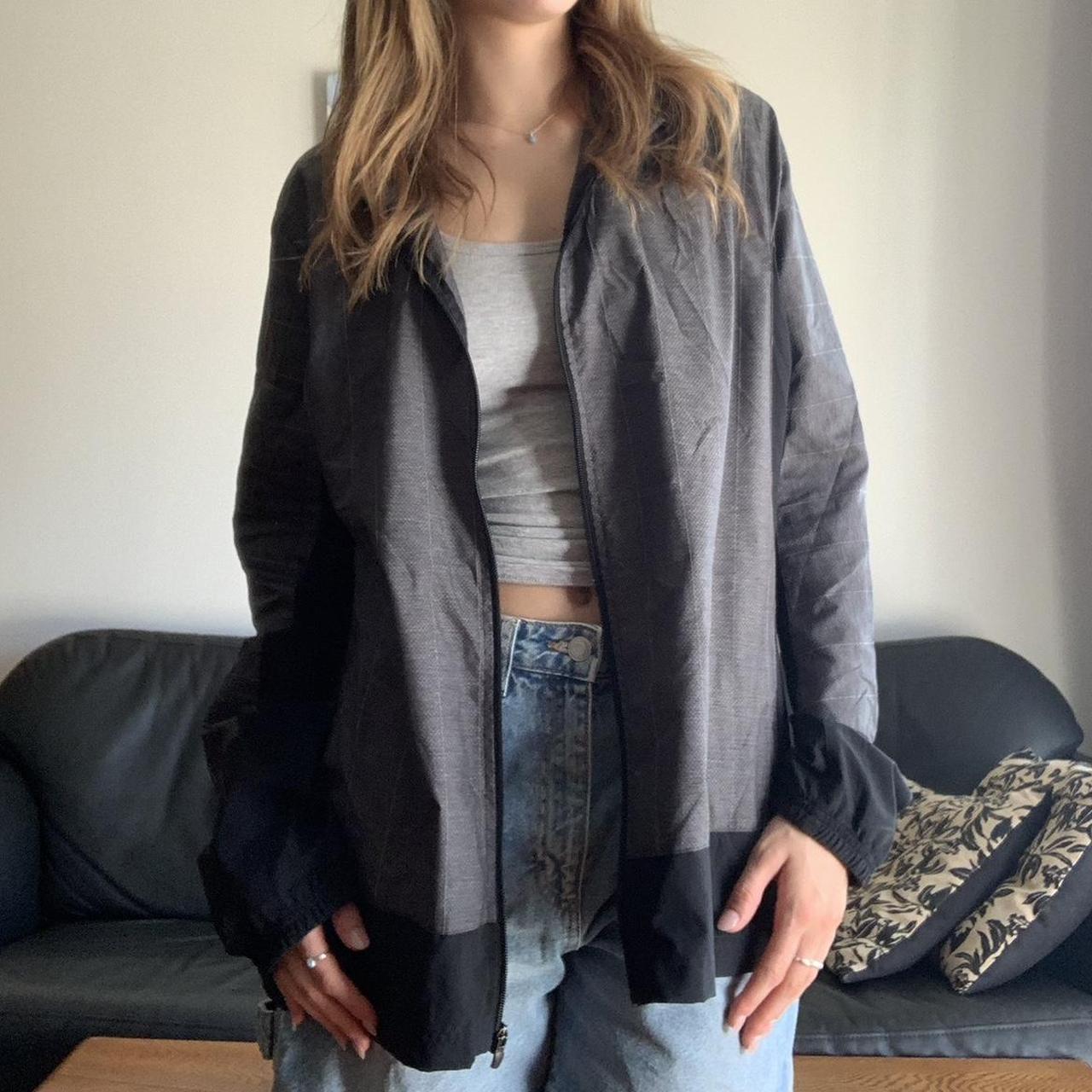 Vintage black and grey Adidas spray jacket Men’s... - Depop