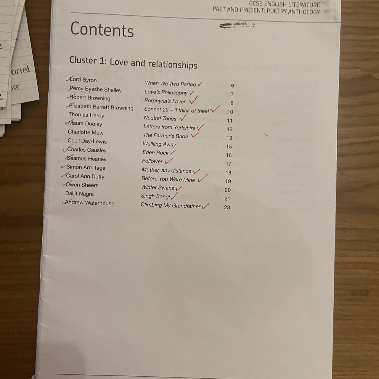 GCSE love and relationships poetry anthology fully... - Depop