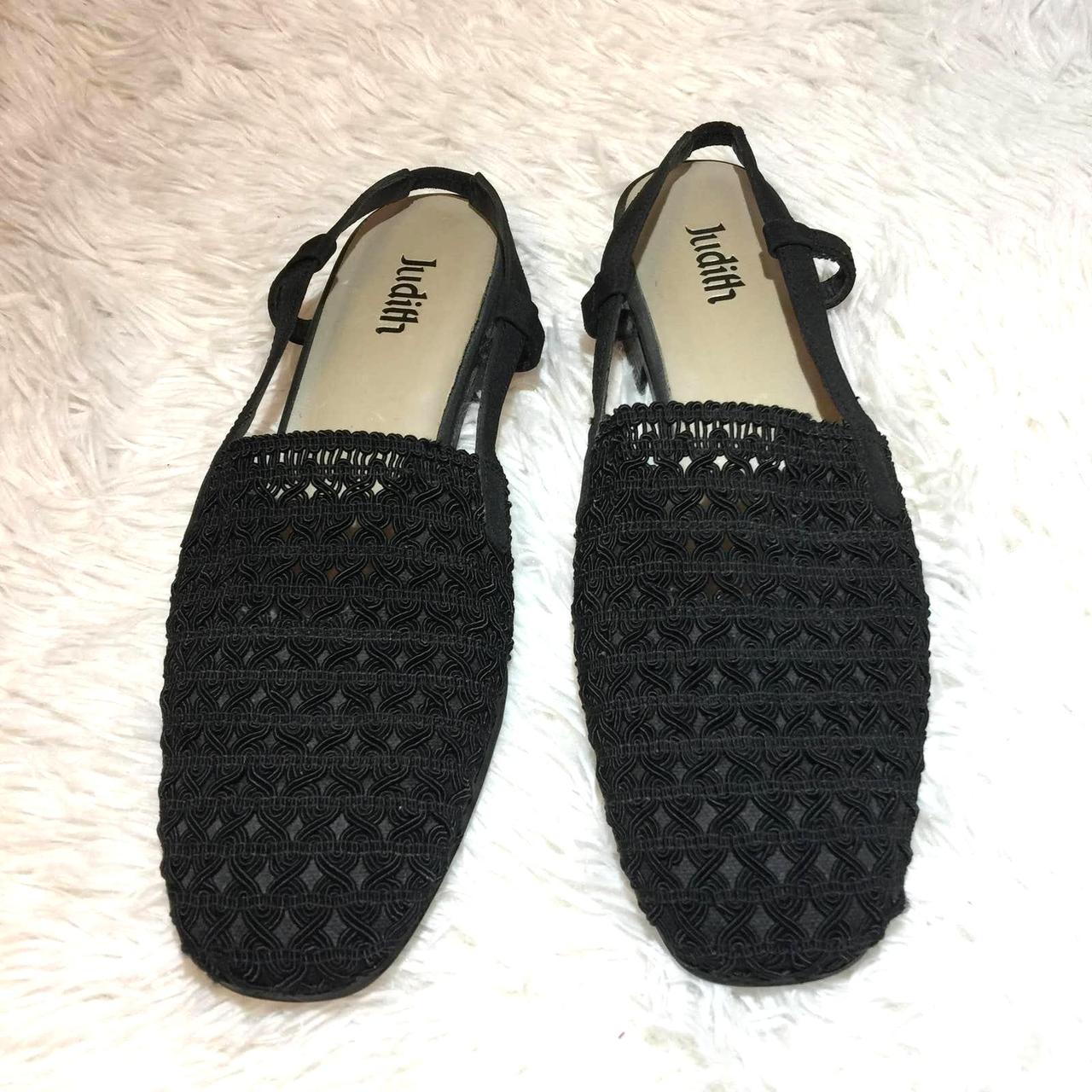 Vintage Judith Black Crocheted Flats size 8.5 90's... - Depop