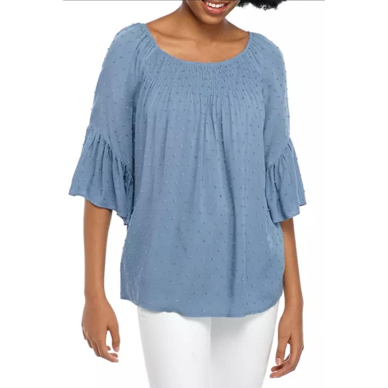 Spense Clip Dot Bell Sleeve Blouse. Frilly bell... - Depop