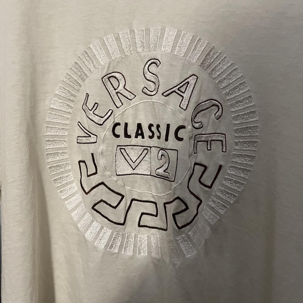 90’s Versace Classic V2 Cream Embroidered Shirt Mens... - Depop