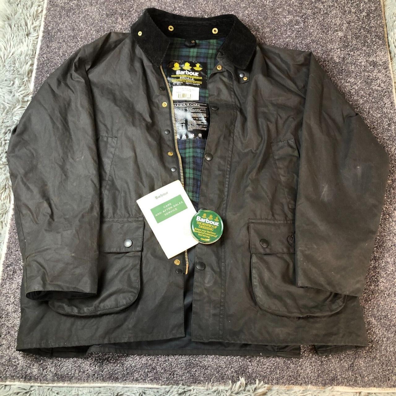 Vintage Barbour Bedale Black Waxed Cotton Jacket-... - Depop