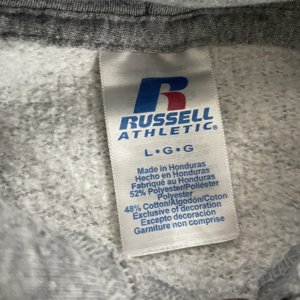 Vintage Russell Blank Grey Zip Up -size L -one stain... - Depop
