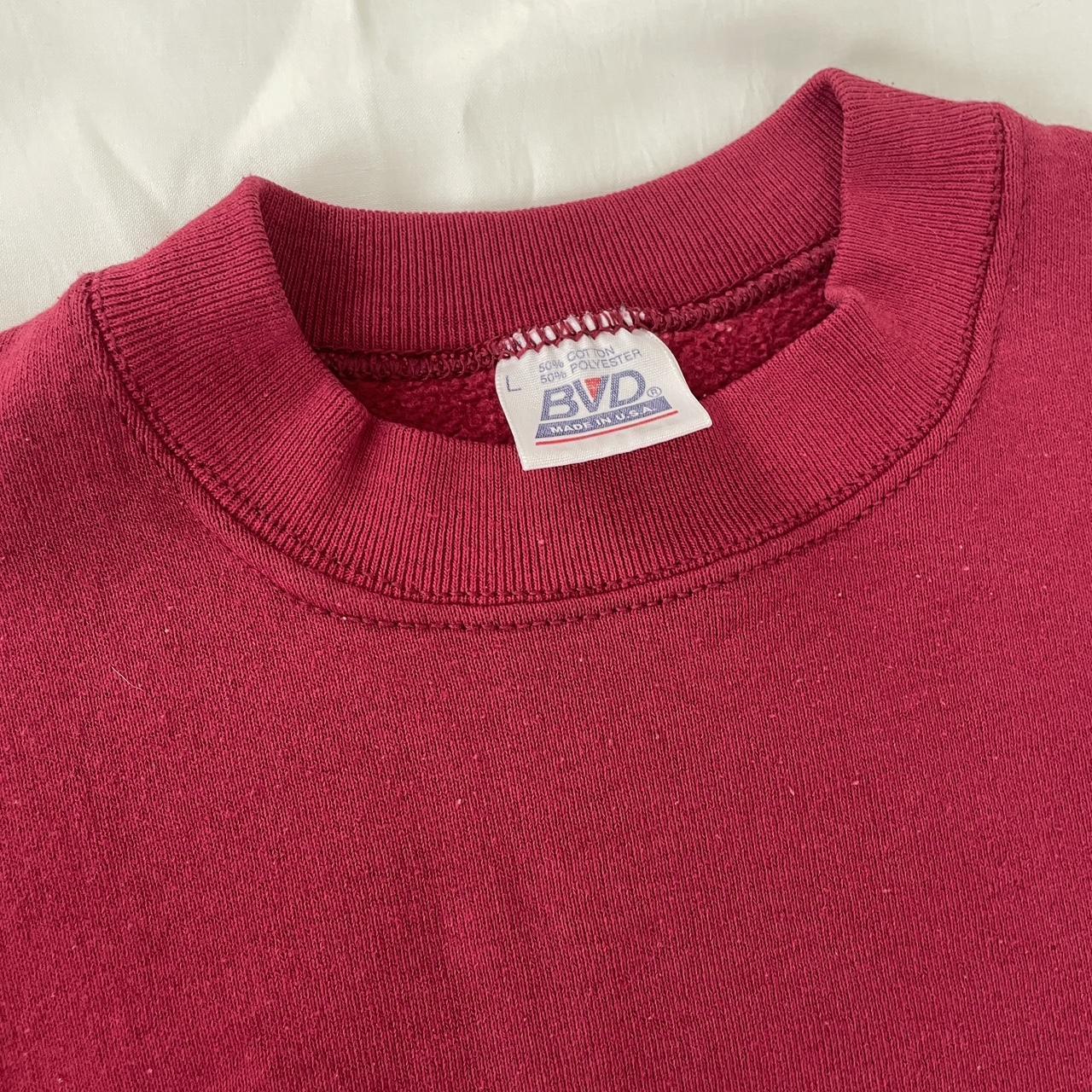 Vintage Made In USA Maroon Crewneck -size L BVD... - Depop
