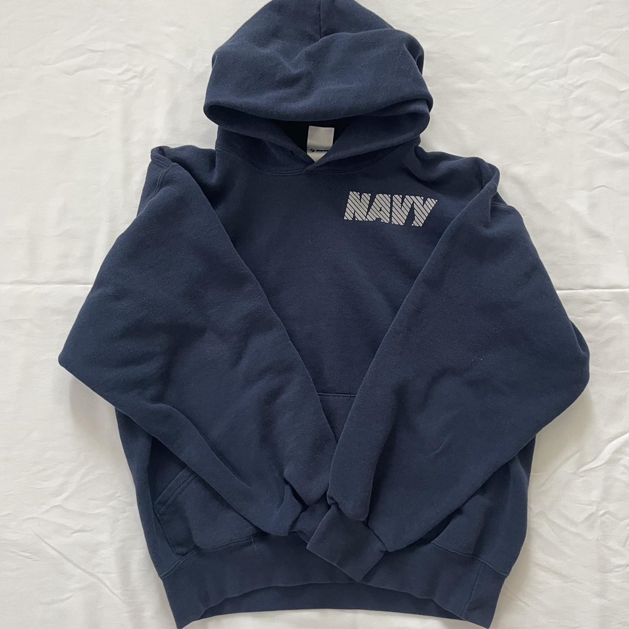 Made In USA Navy Hoodie -no flaws -Soffe tag -size... - Depop