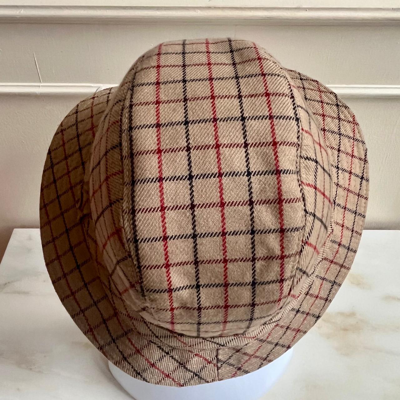Vintage DANNIMAC Brown Check Fedora Trilby Wide Brim... - Depop