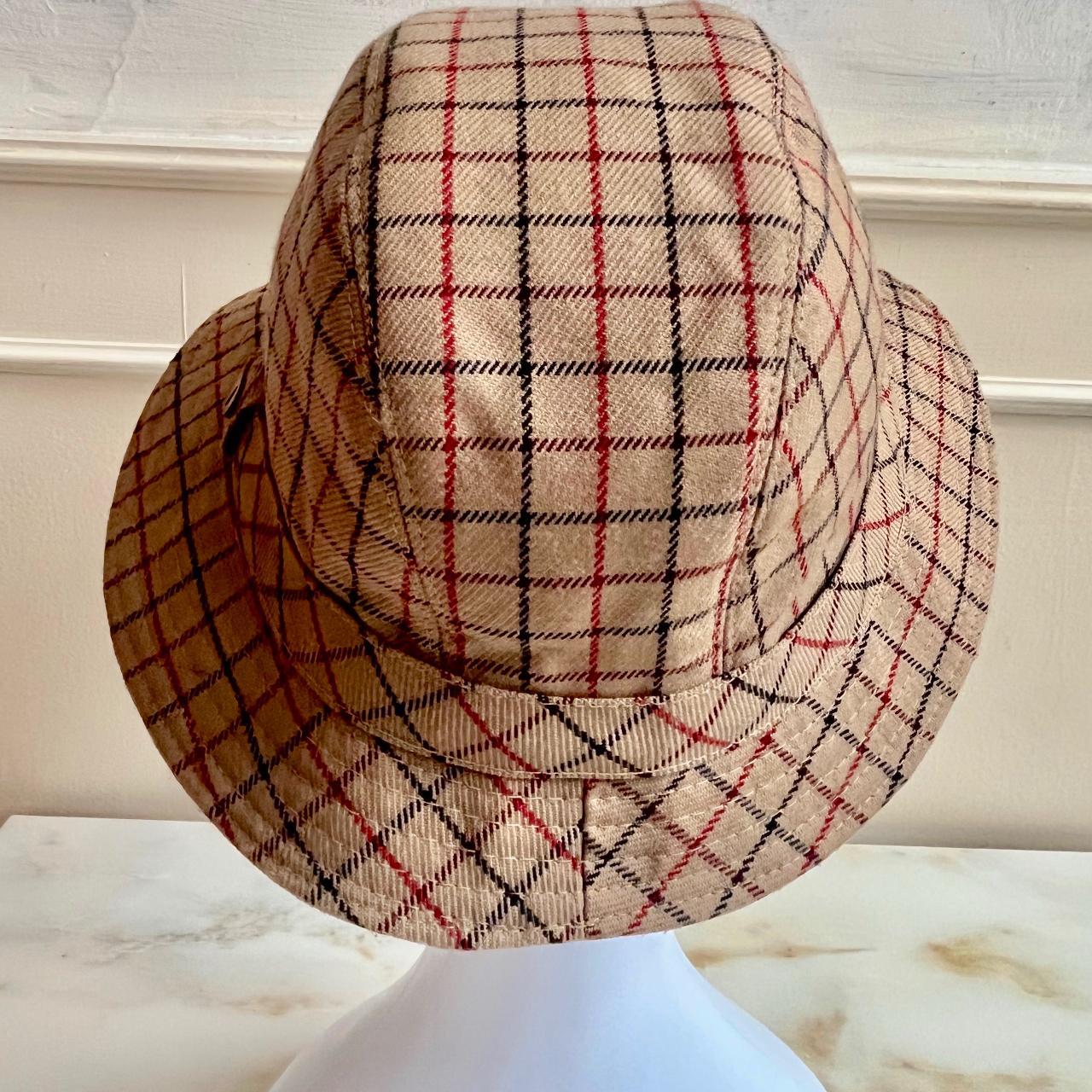 Vintage DANNIMAC Brown Check Fedora Trilby Wide Brim... - Depop