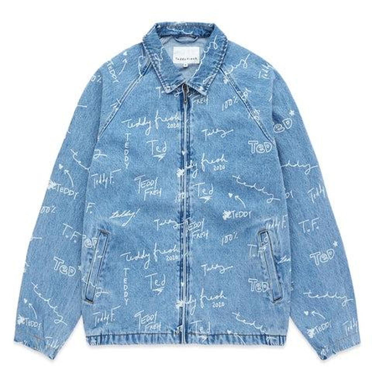Teddy Fresh Women's Blue and White Jacket | Depop