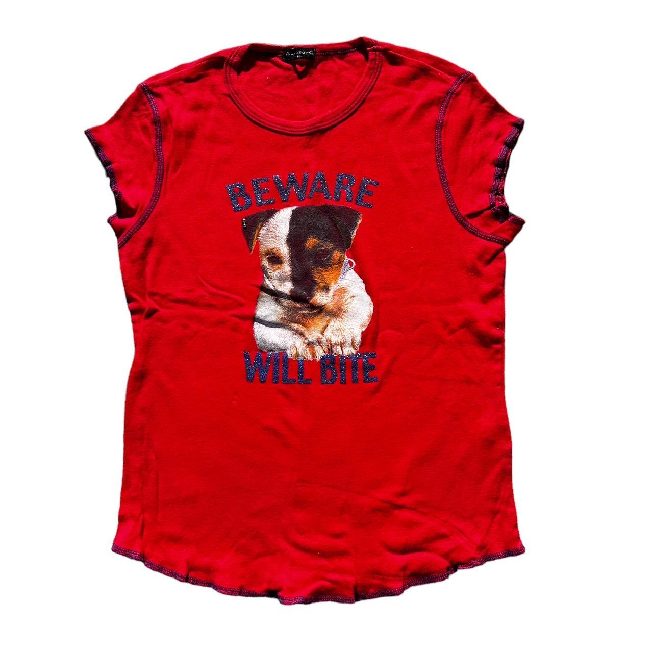 Beware will bite puppy shirt Best fits xs-s #y2k... - Depop