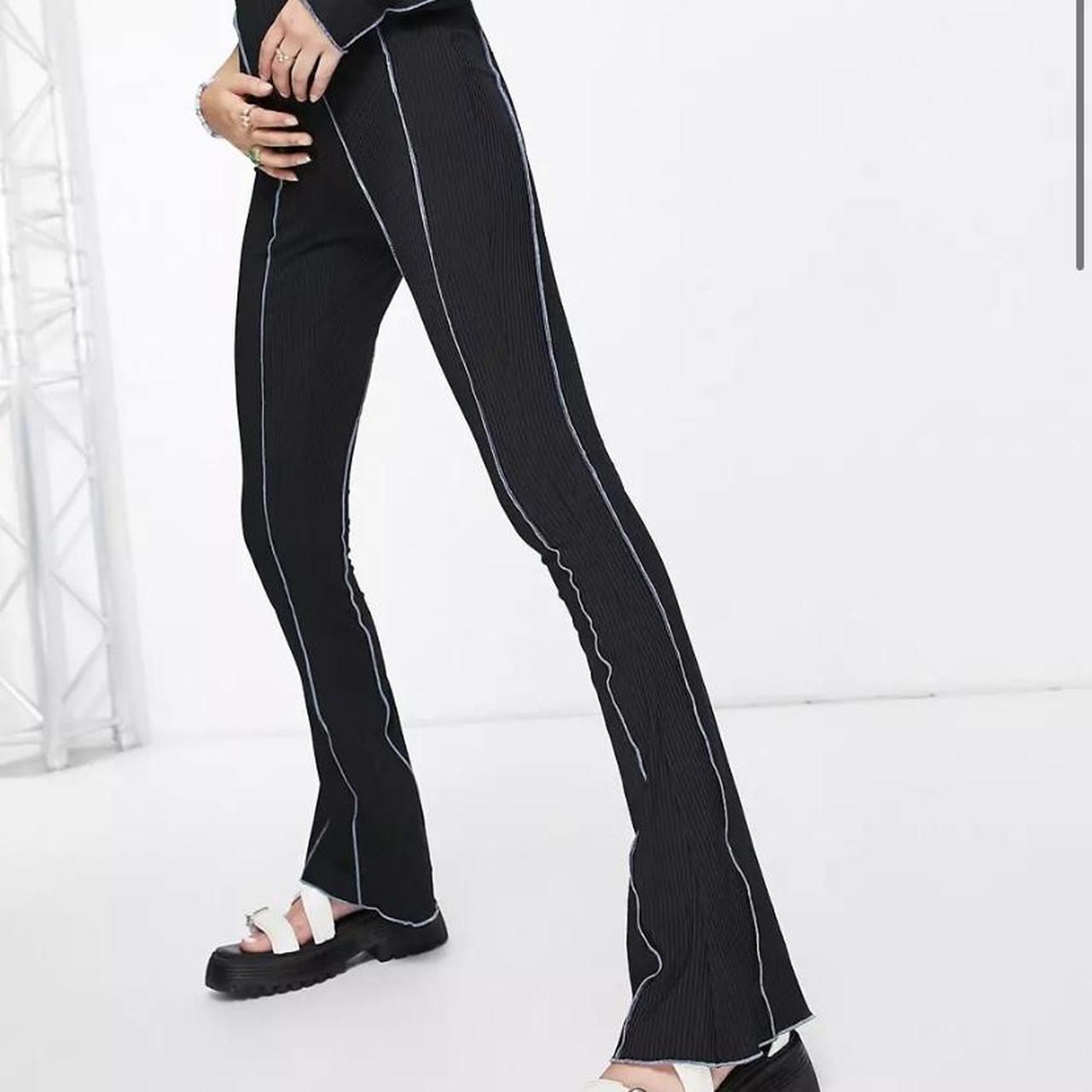 Topshop Exposed Contrast Seam Flared Trousers In Depop