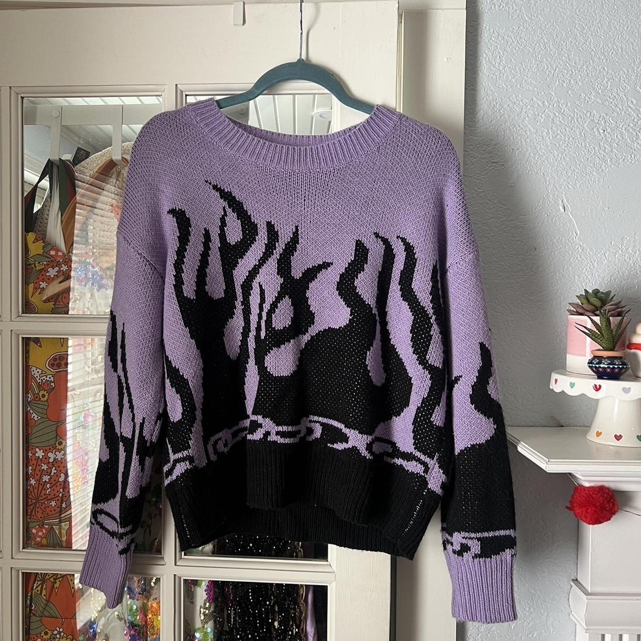 skater retro flame sweater • perfect condition •... - Depop