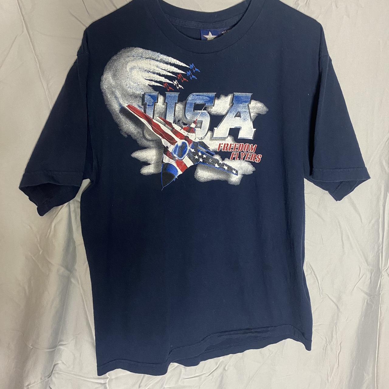 Vintage USA racers tee Navy blue Size Large #vintage - Depop