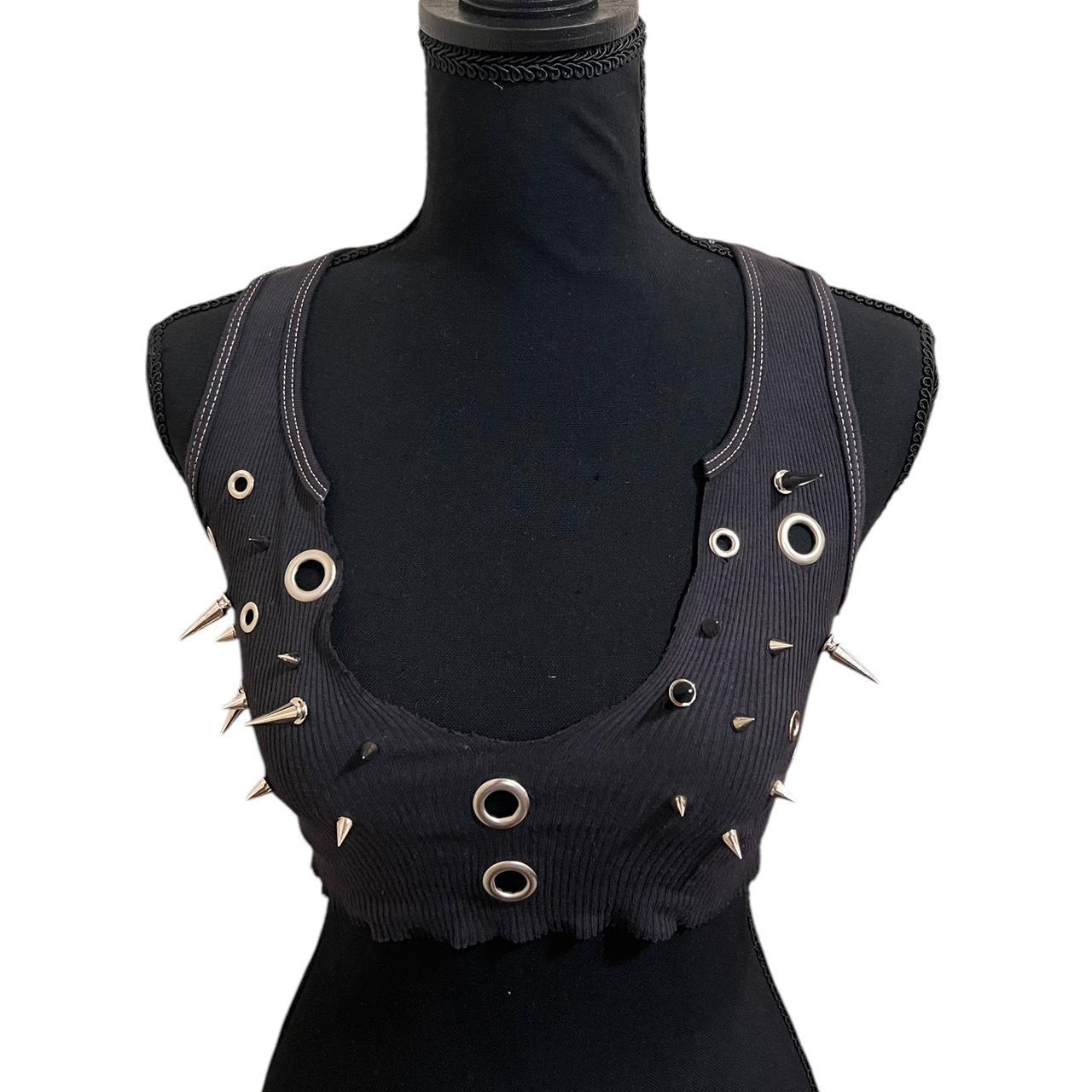 black spiked tank top handmade #grunge #goth... | Depop