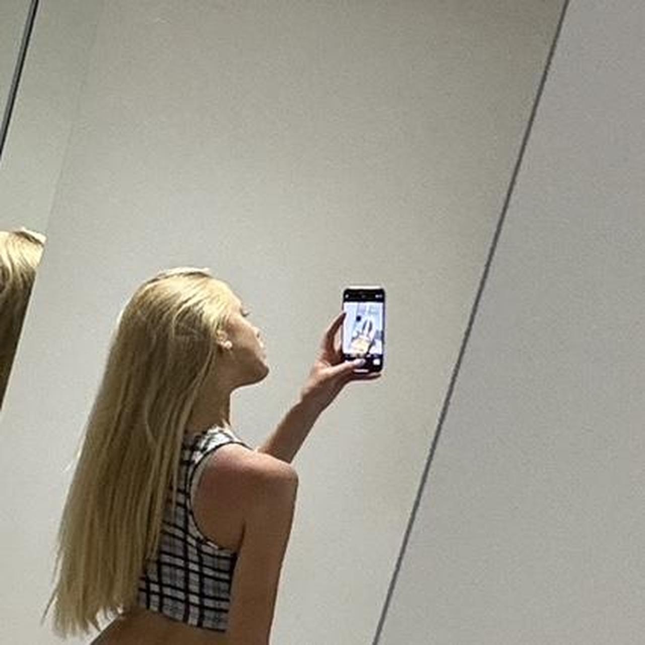 blue checkered top 🩵🖤 - Depop