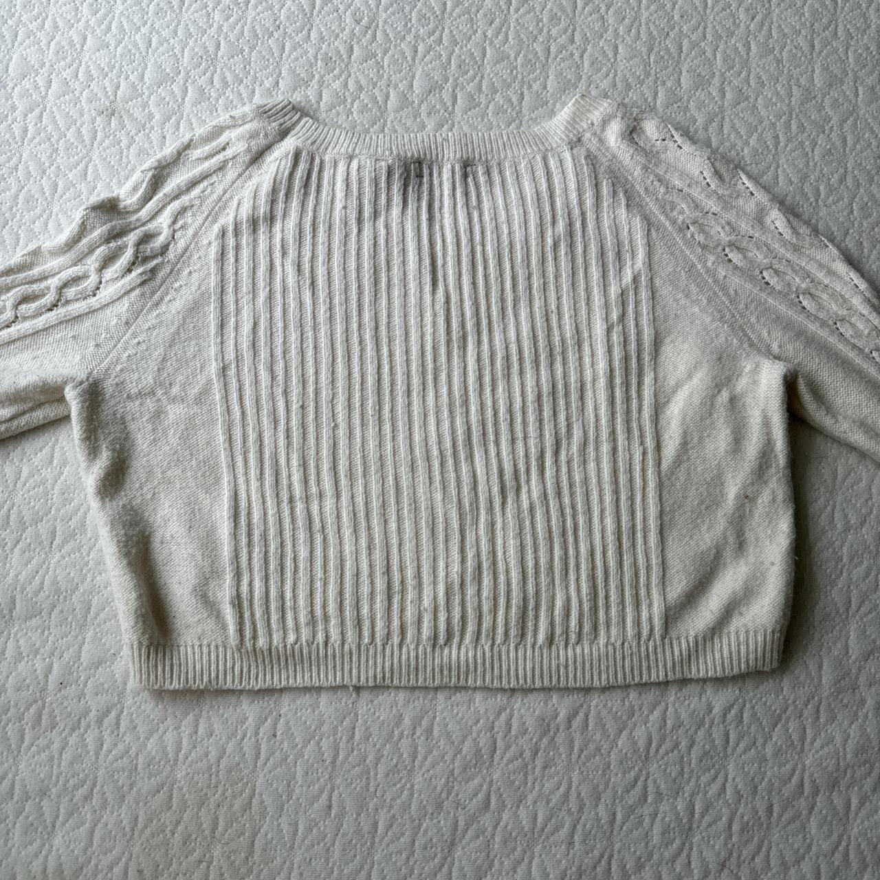 White cropped cable knit sweater #winterknits - Depop