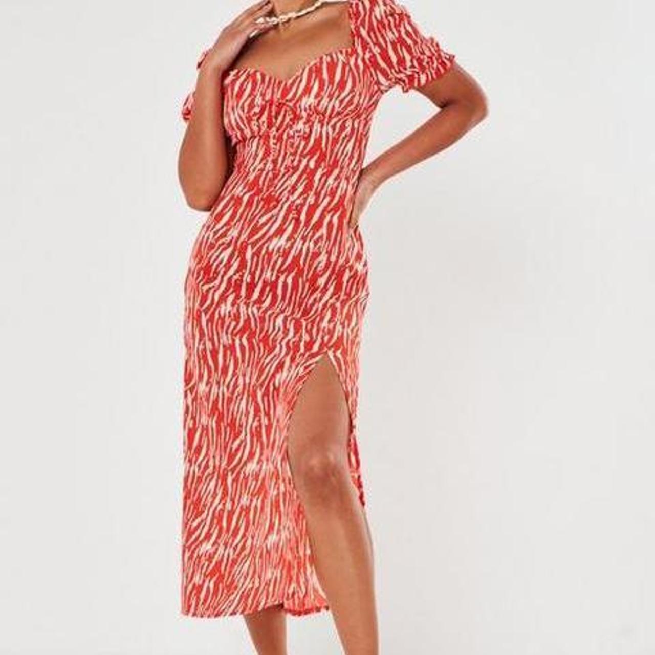 Missguided zebra print orange dress US size 4 #milkmaid - Depop