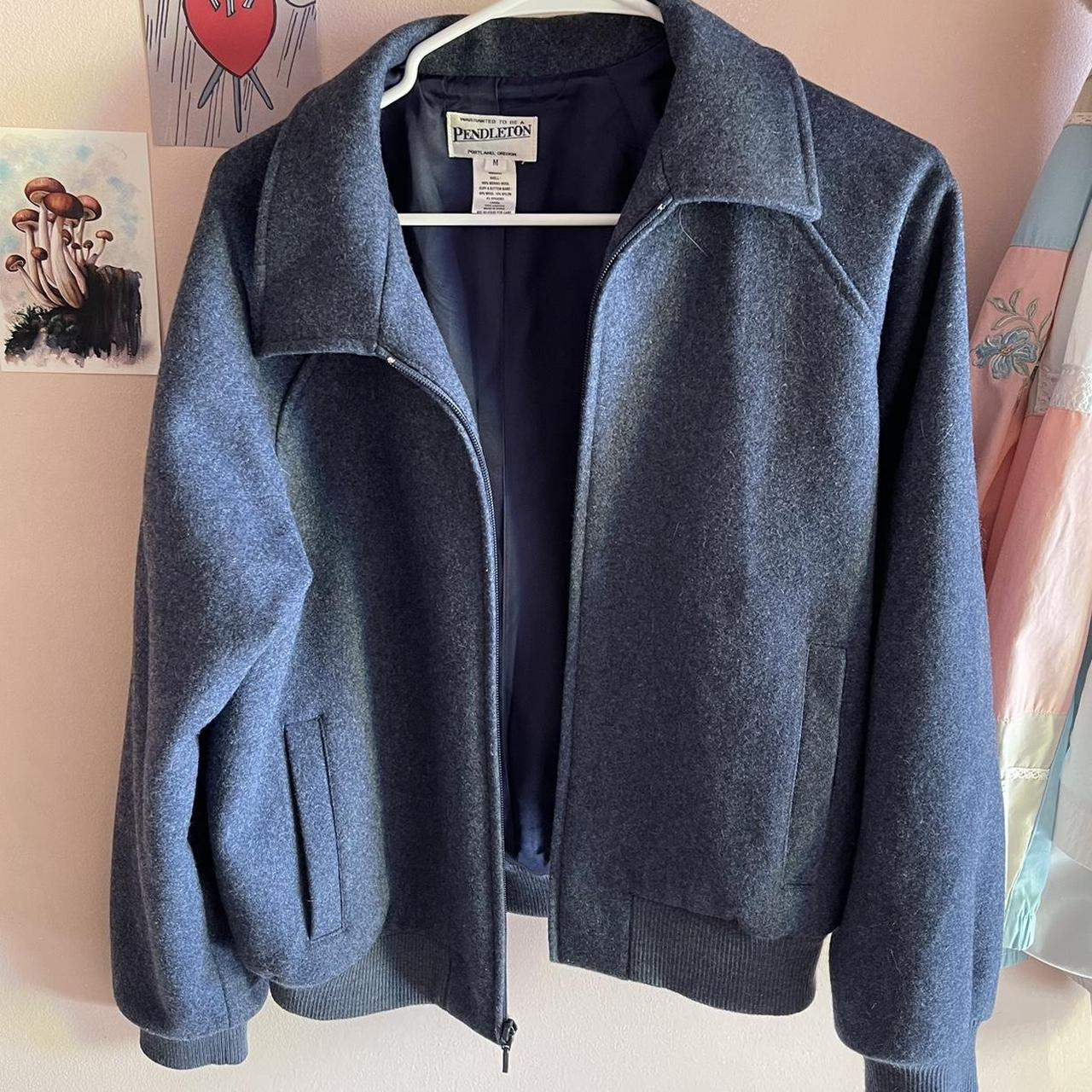 Pendleton blue wool Bomber jacket women’s size... - Depop