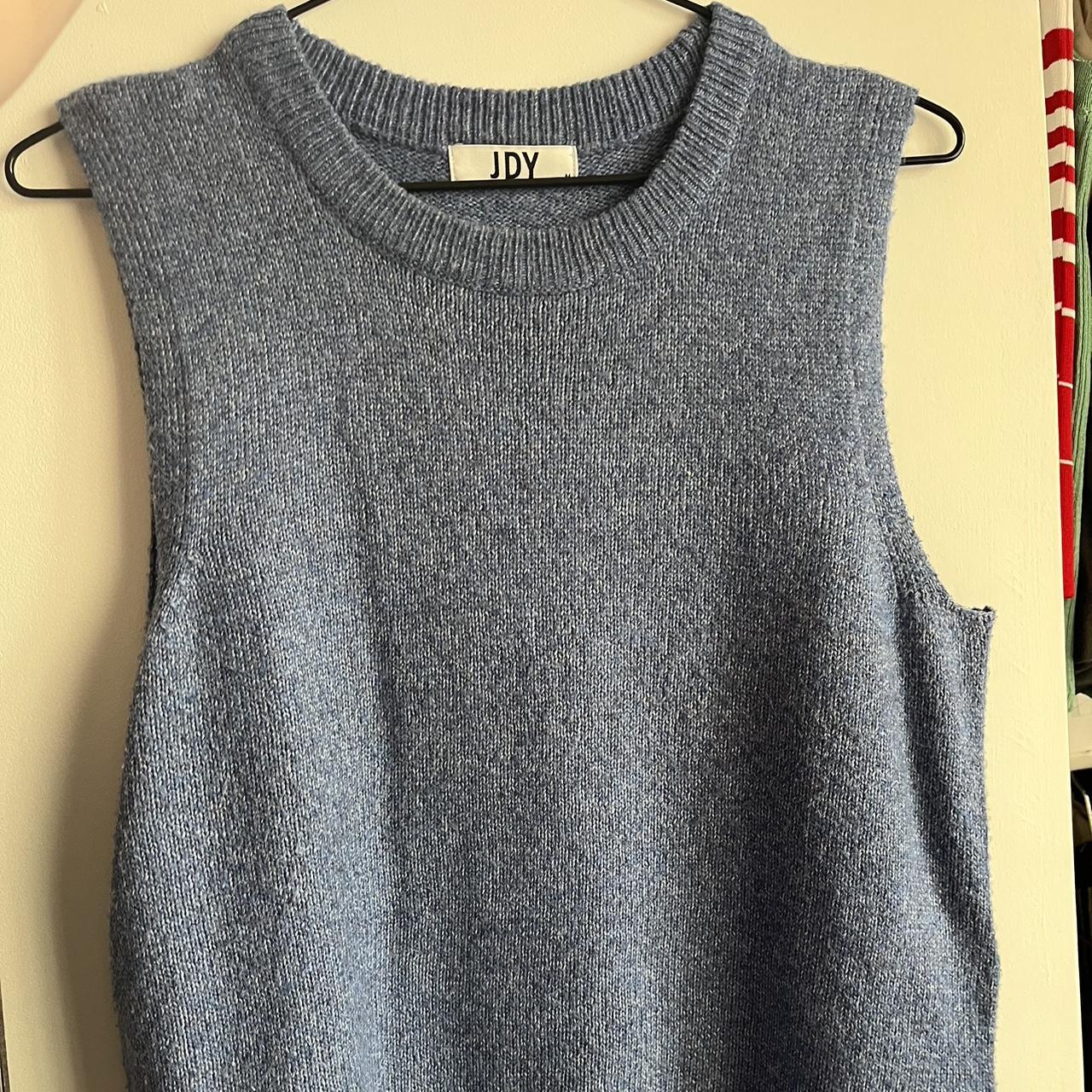 Blue knit vest JDY size small, would fit 8-10UK - Depop