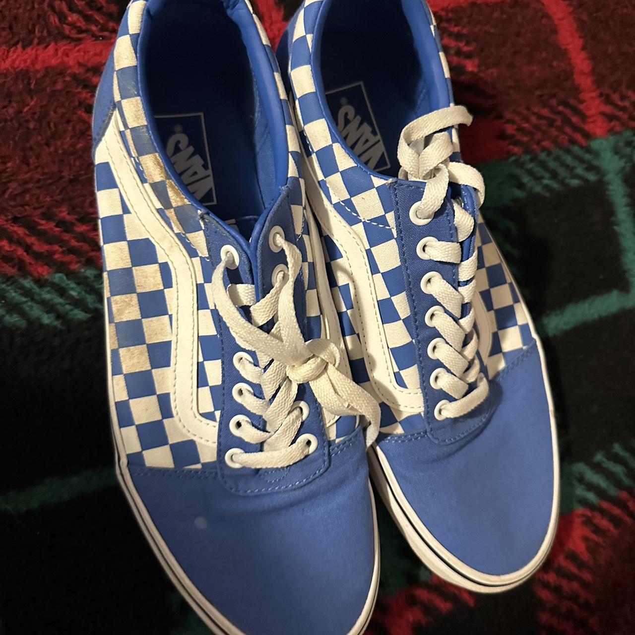 Blue Checkered Vans - Depop