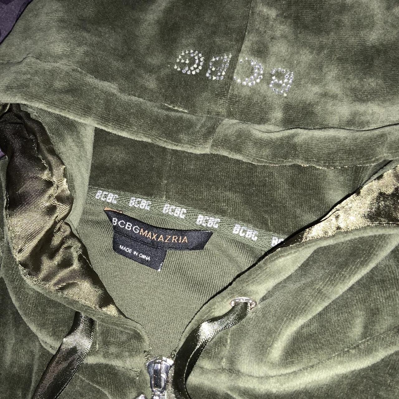 BCBG blinged up with rhinestones green/olive zip up... - Depop