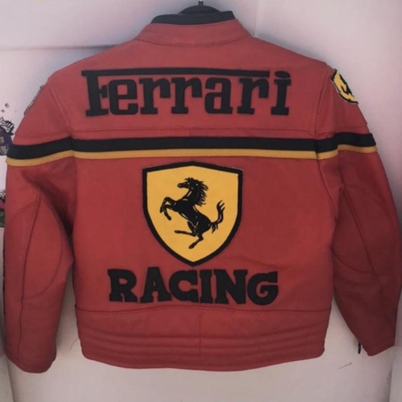 FERRARI Red Leather racing jacket. Size age 8-10... - Depop