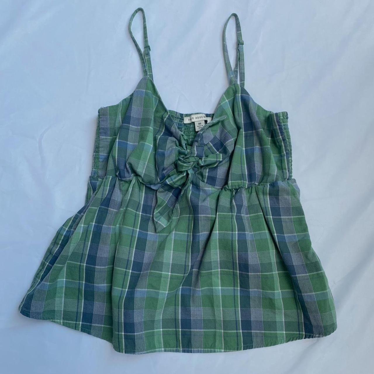 Free Assembly plaid tie blouse Super cute and never... - Depop