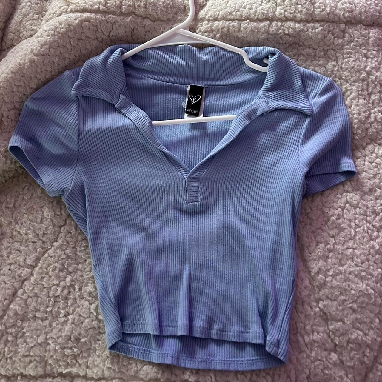 Windsor collared tight crop tee - Depop