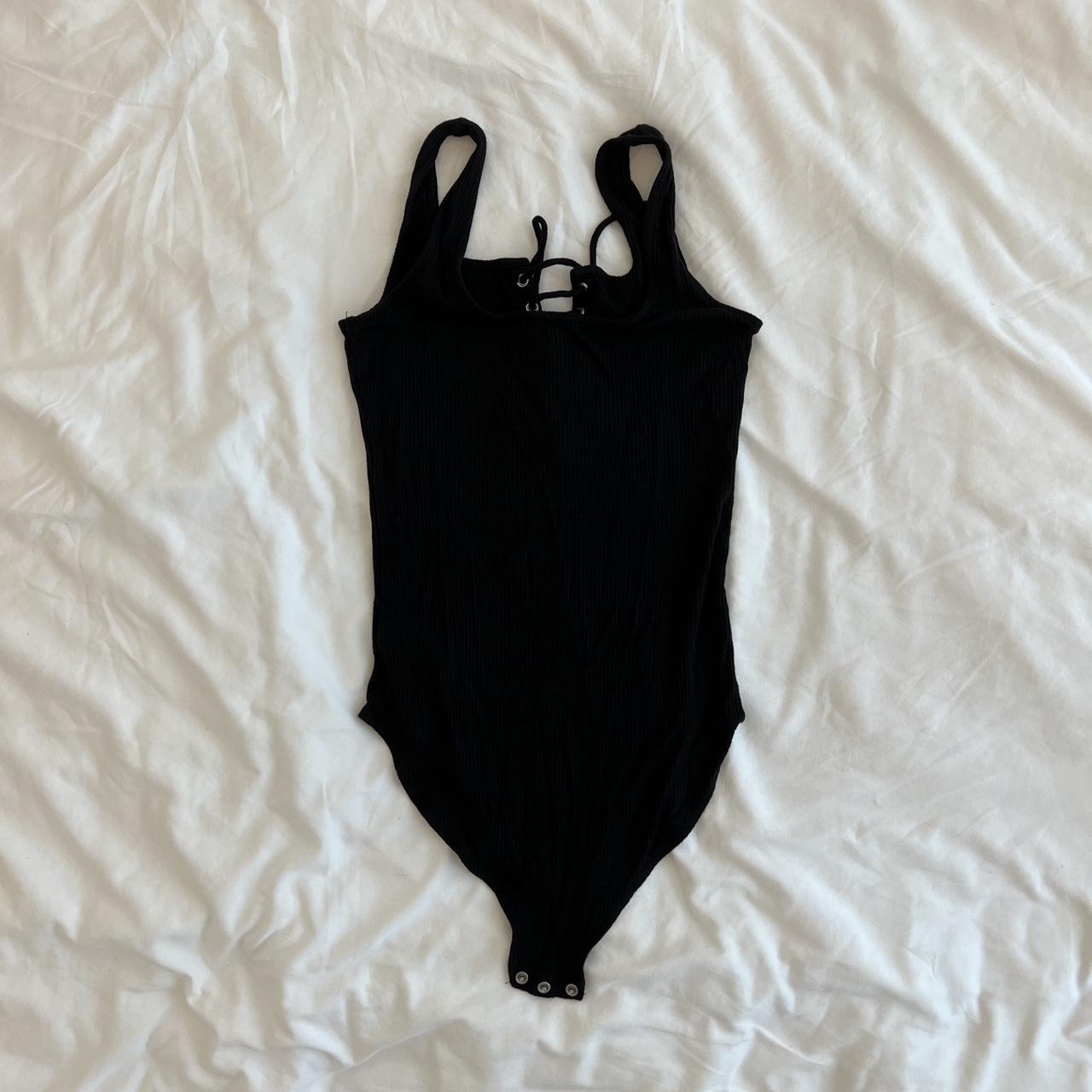 Ribbed lace-up bodysuit American Eagle Medium - Depop