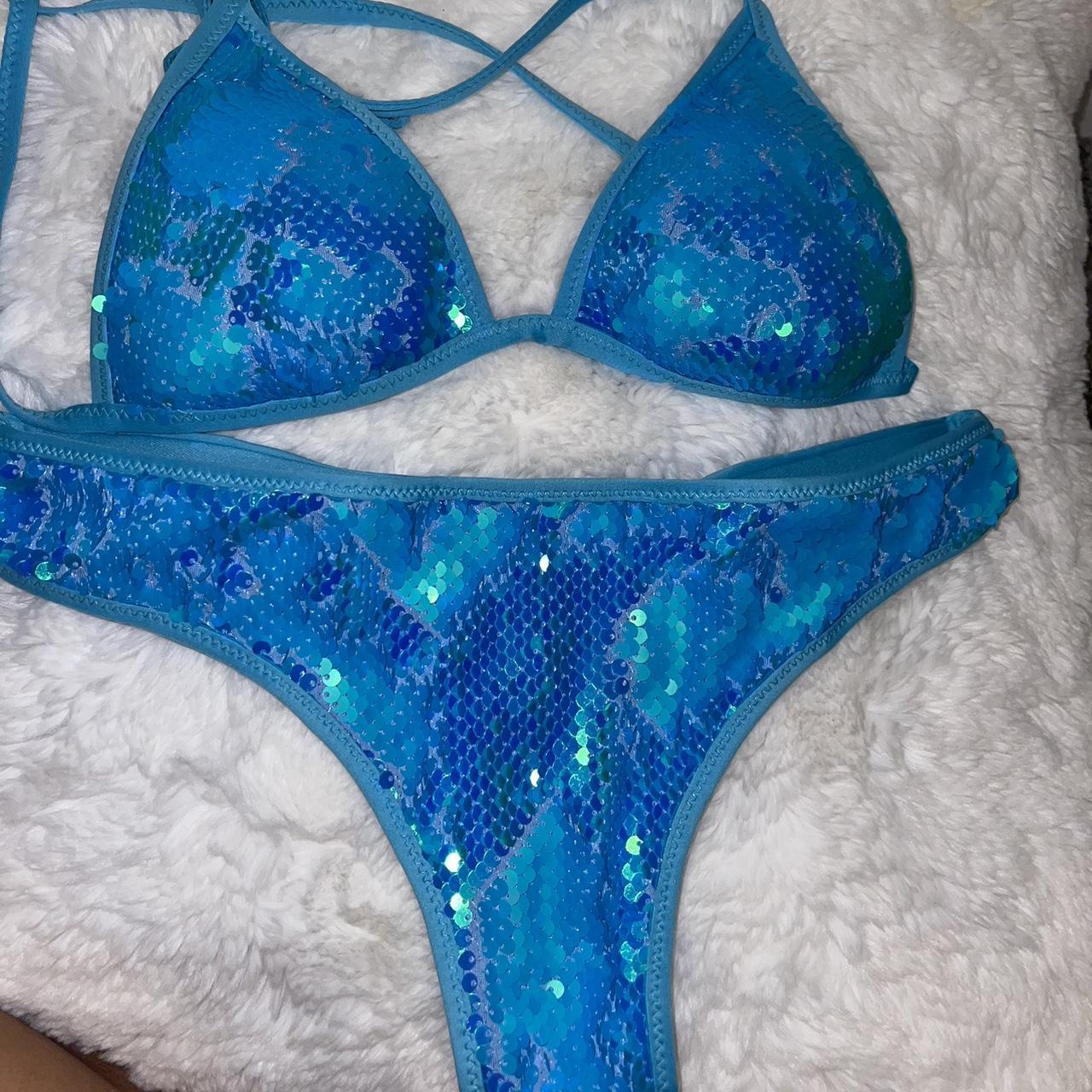 TEZENIS BIKINI SEQUIN BLUE | Depop