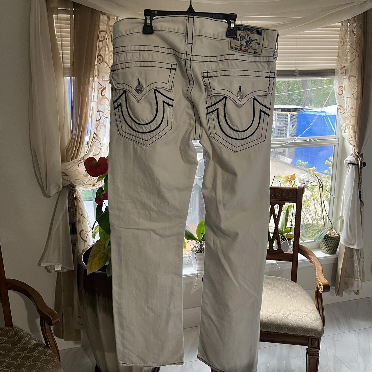 WHITE TRUE RELIGION PANTS SEMATARY STYLE SEND... - Depop