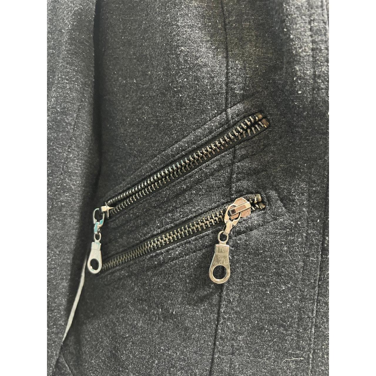 Cache - Dark Grey Zip Up Jacket - Size 8 - Gunmetal... - Depop