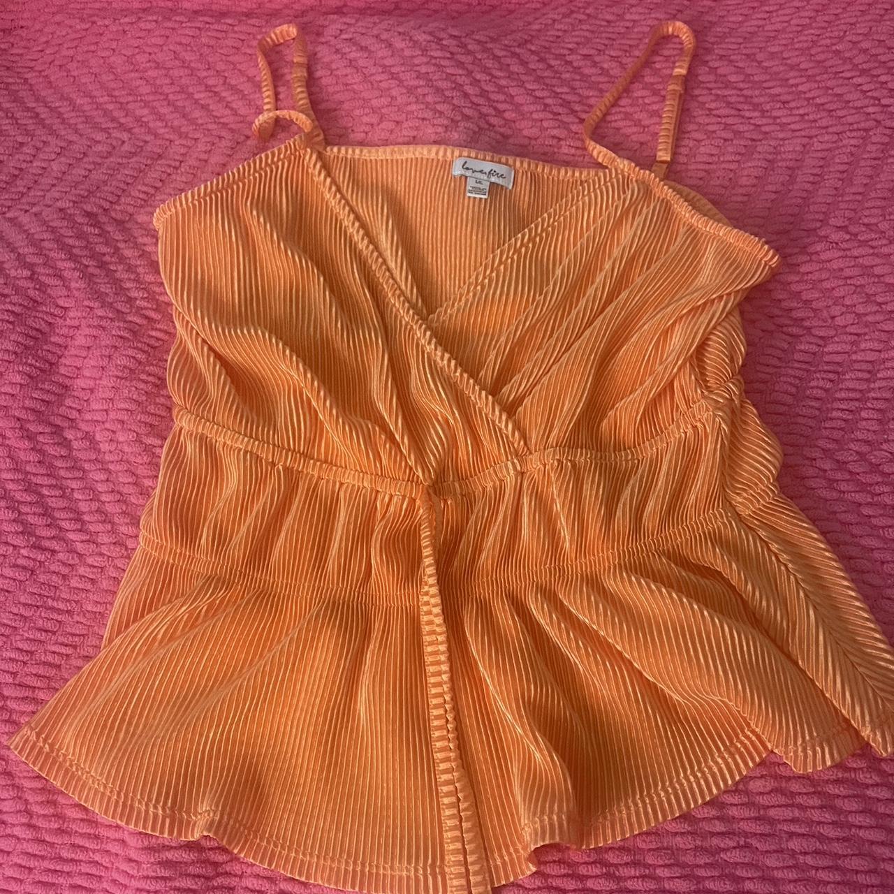 Love Fire Orange Ruffle Top Size: L fits well... - Depop