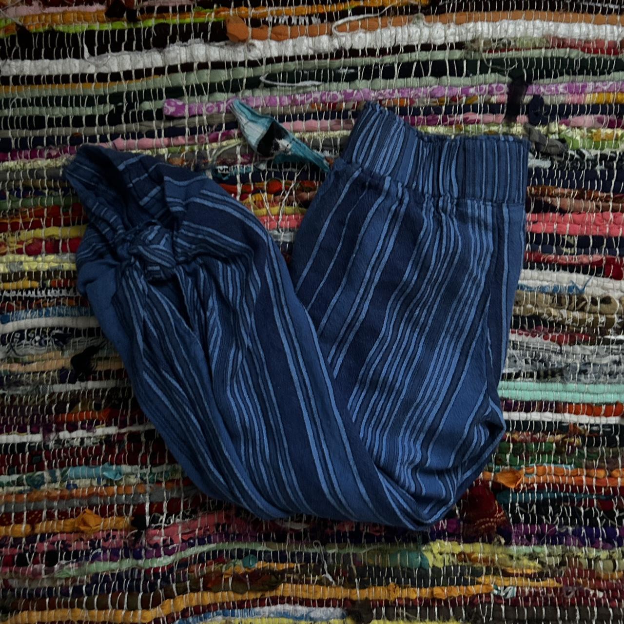Size small hippie blue flowy stripped pants. They... - Depop