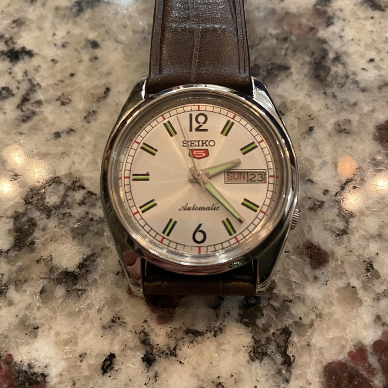 Seiko 5 Japan Automatic 1980's White Dial Day/Date... - Depop