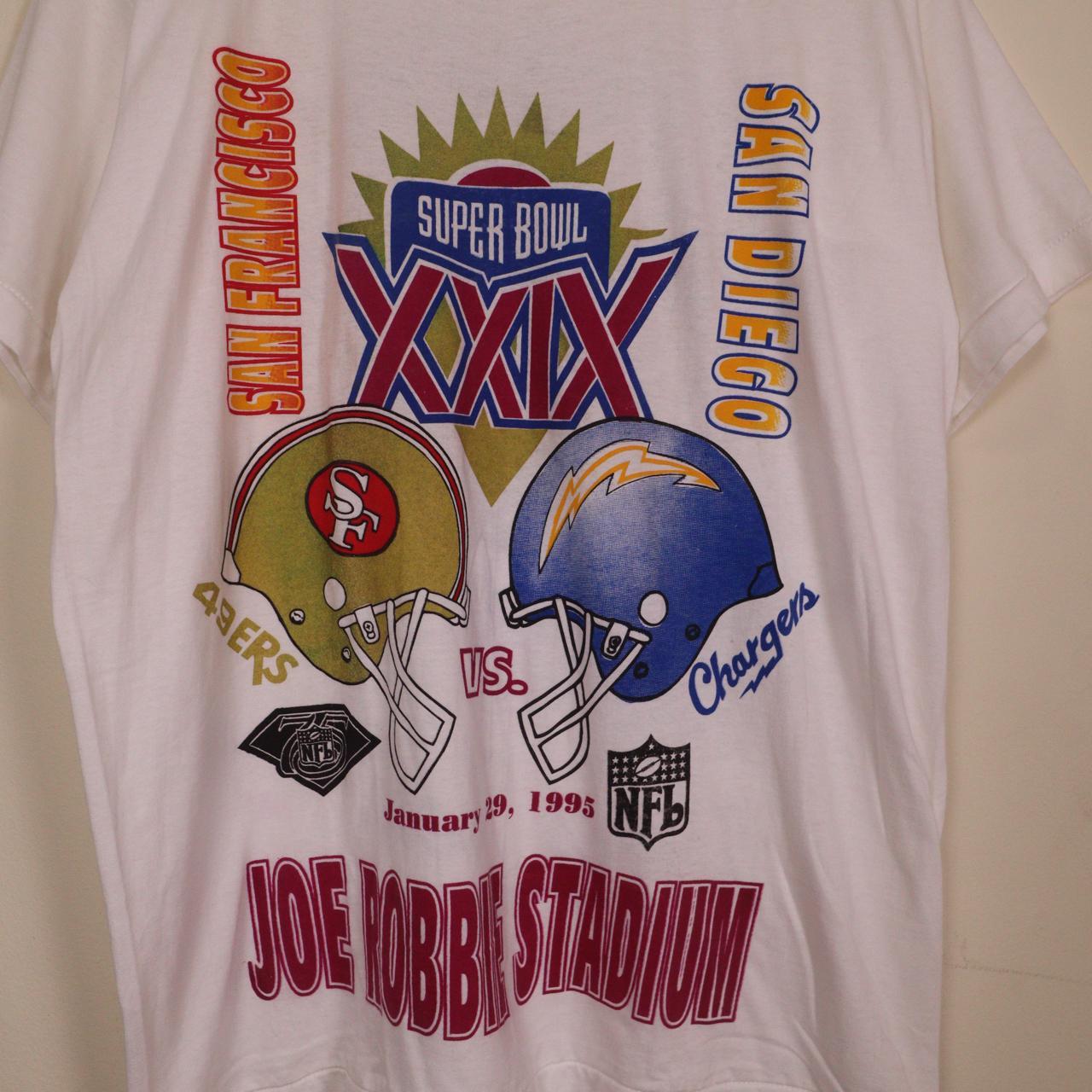 Vintage Official Super Bowl XXIX 49ers vs Chargers T... | Depop