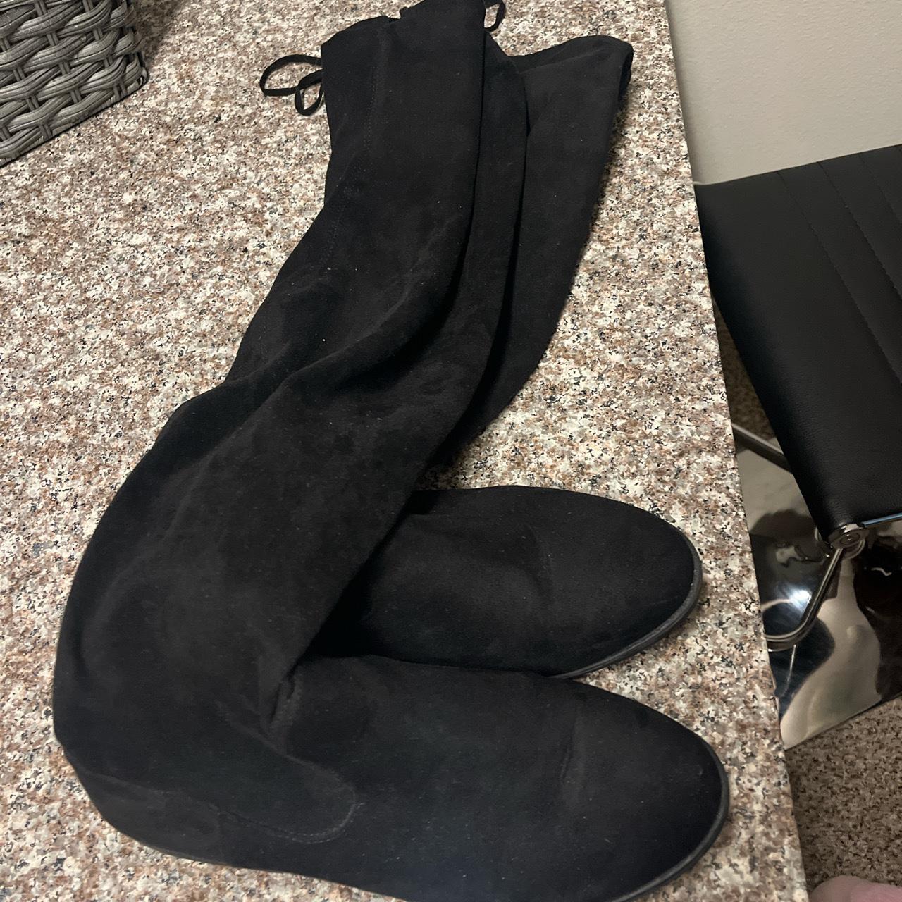 BLACK THIGH HIGH BOOTS -slide for reference... - Depop