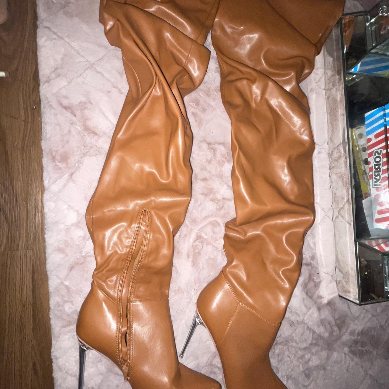Thigh high caramel stunning boots • only worn... - Depop