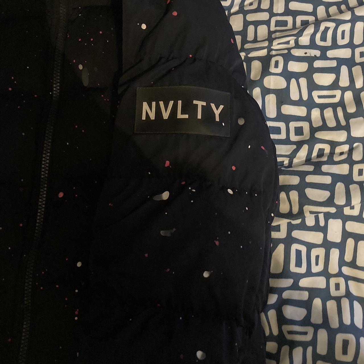 NVLTY PAINT PUFFER JACKET -... - Depop