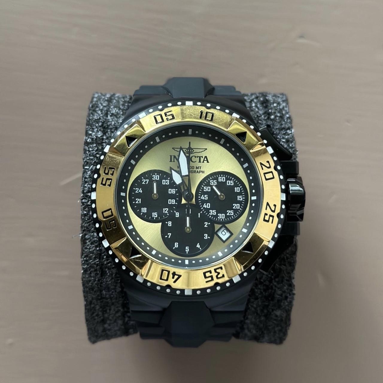 Invicta Men's Gold and Black Watch | Depop