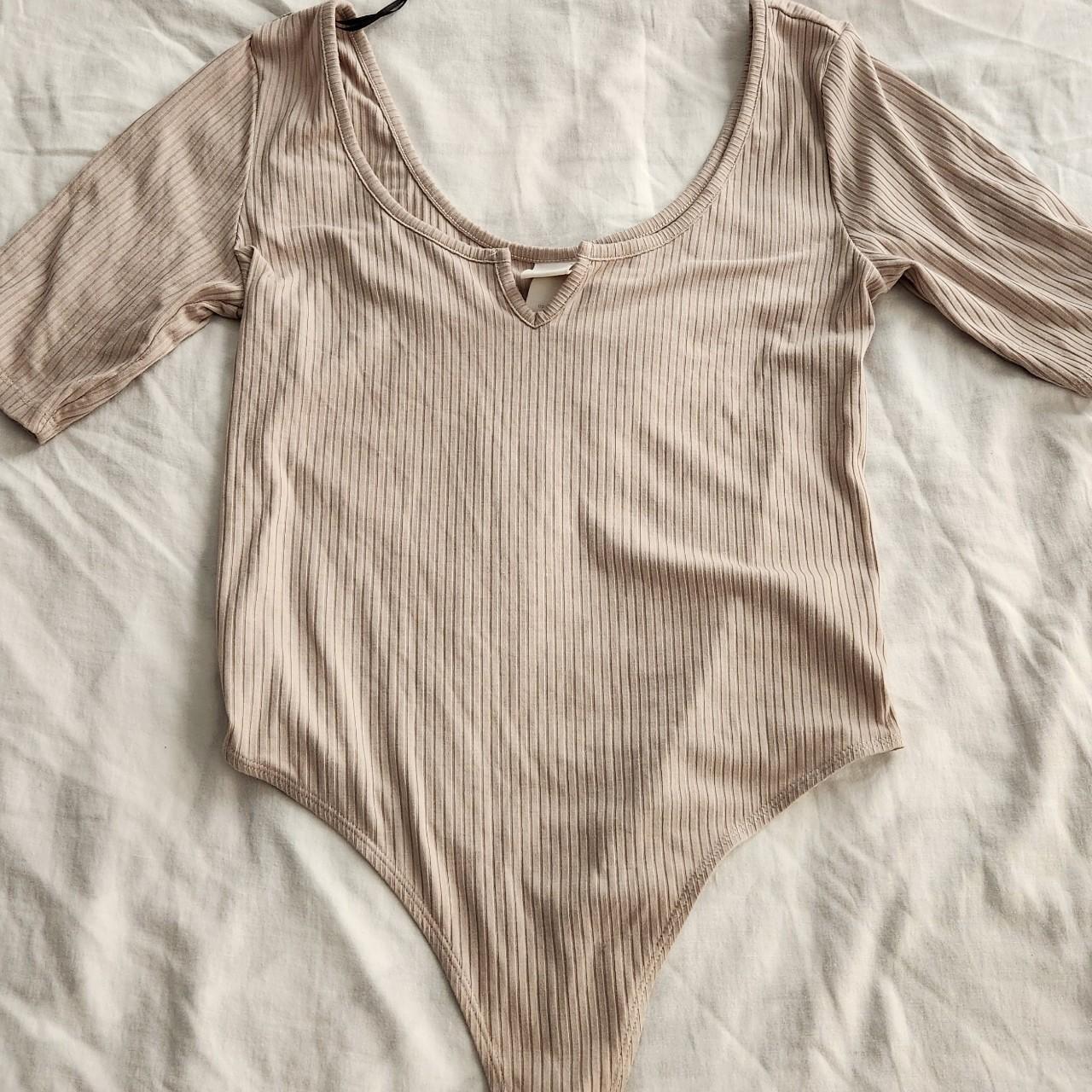 H&M Women's Cream Bodysuit | Depop