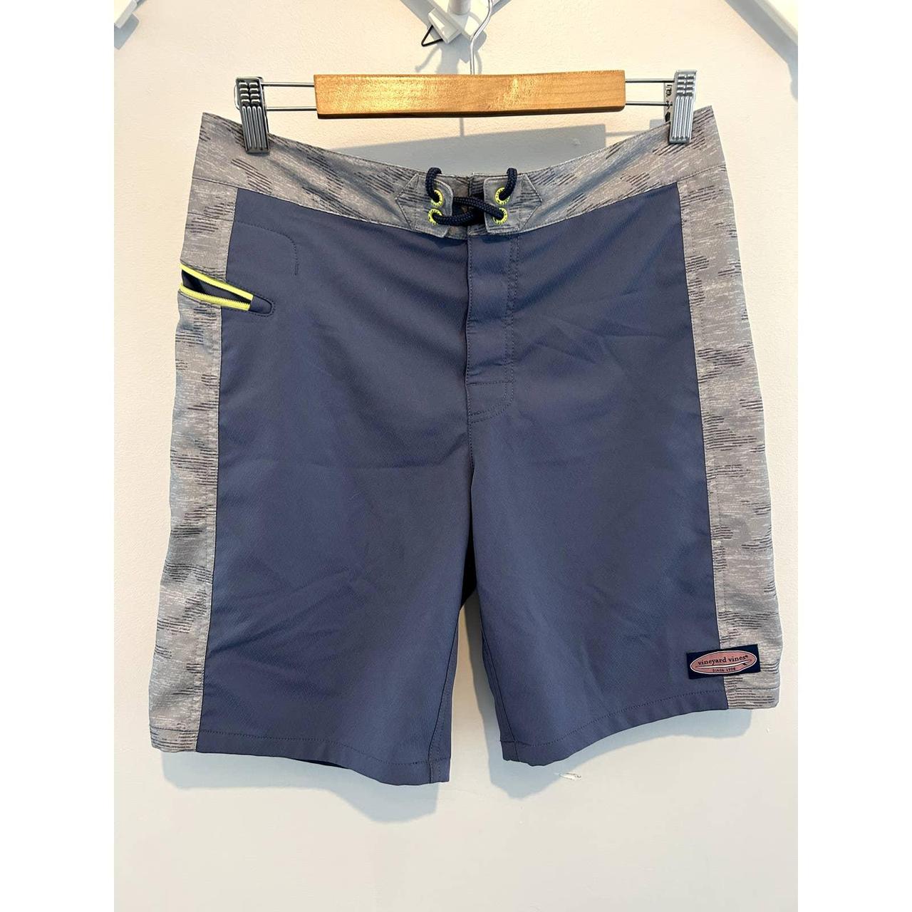 Vineyard Vines Blue and Gray Bathing Suit 30' Waist... - Depop