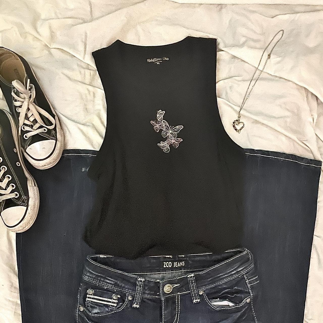 cyber y2k butterfly Rebellious One tank top • super... - Depop