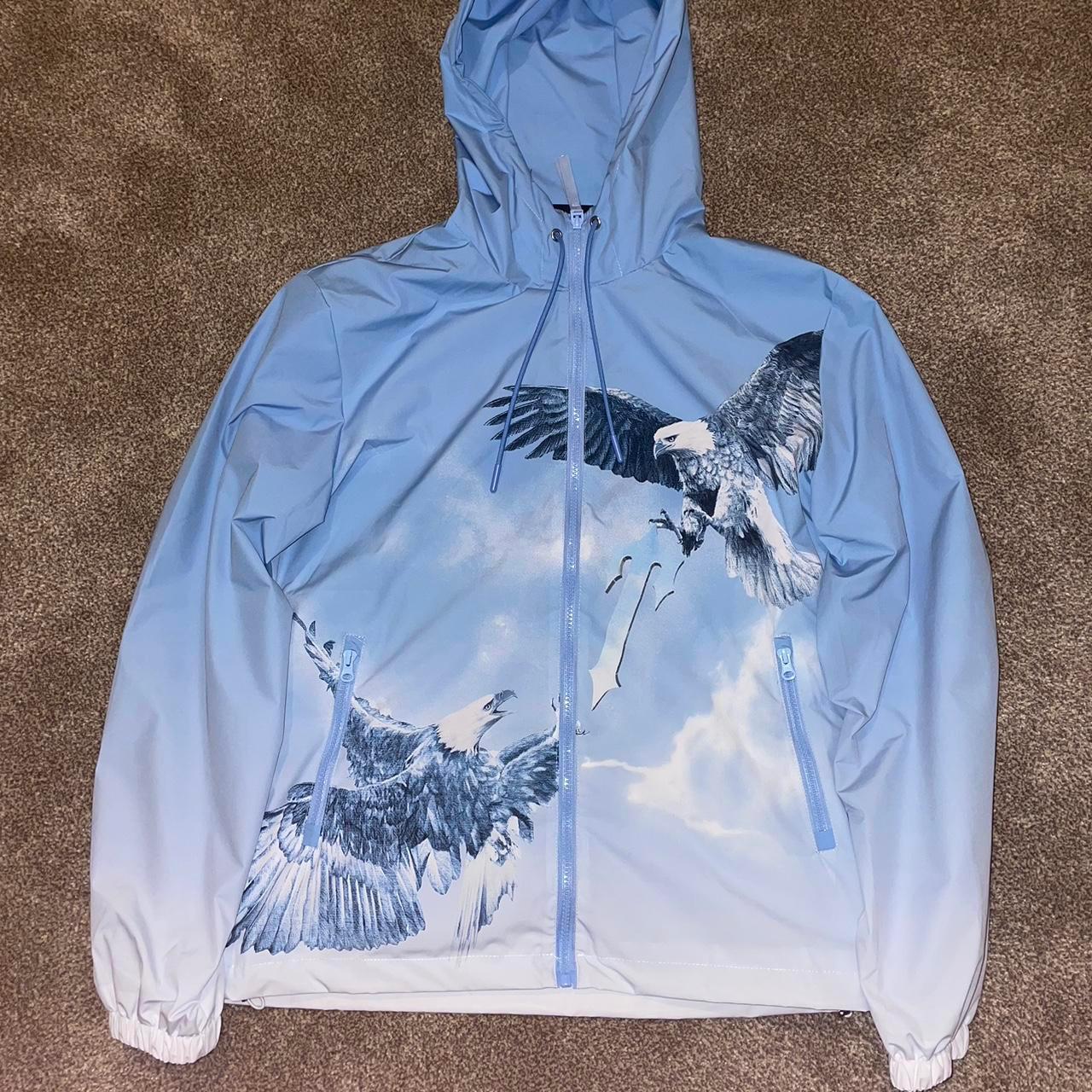 Trapstar eagle windbreaker light blue - Depop