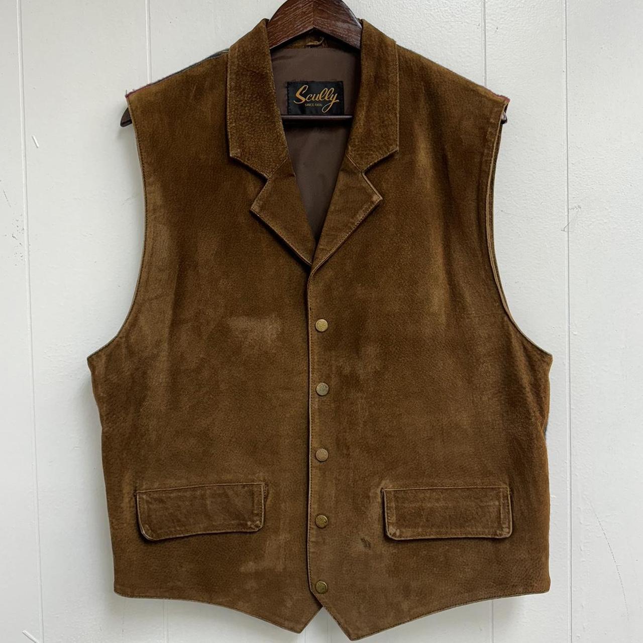 Brown Scully Leather Vest w/ snap buttons - Depop