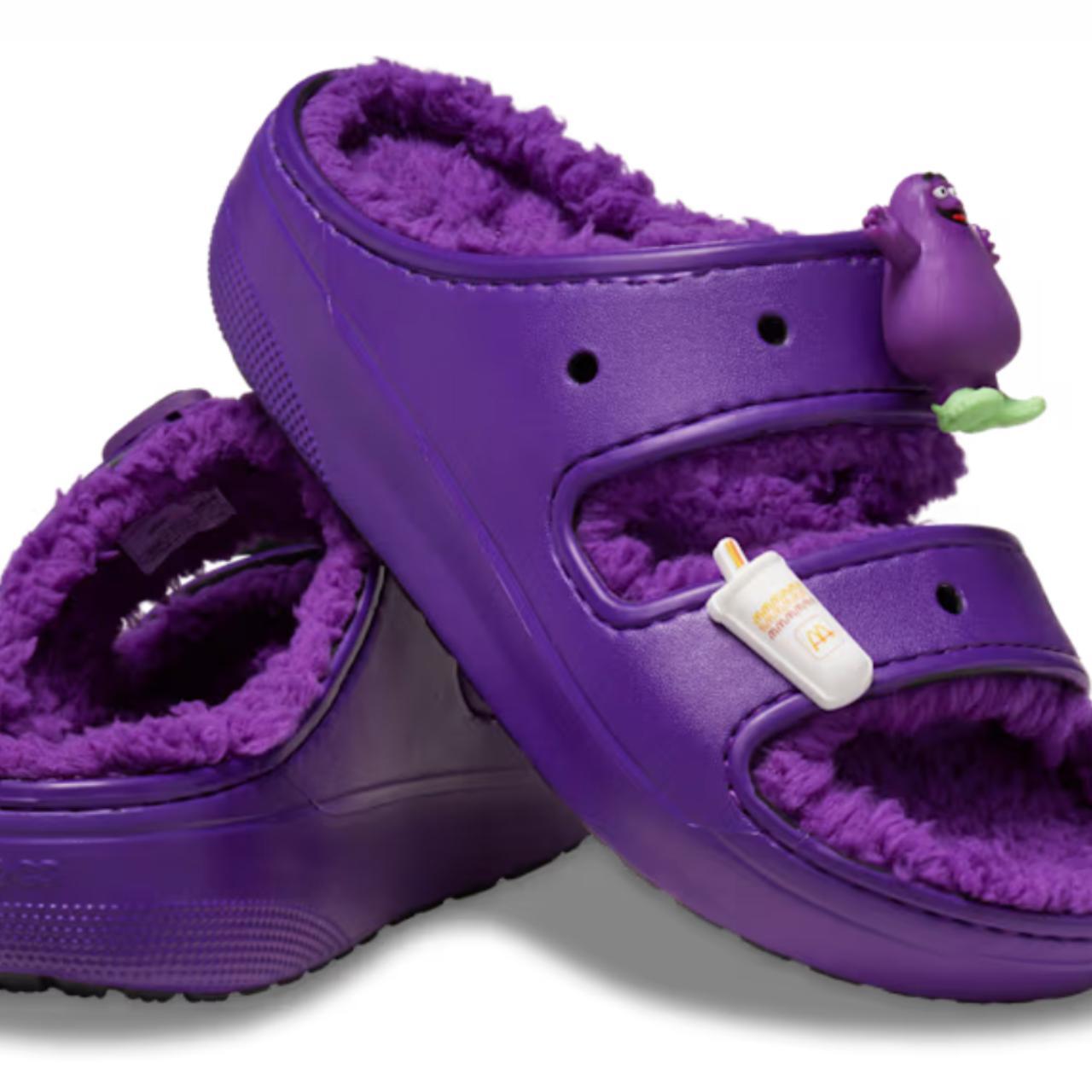 McDonald's Grimace X Crocs Cozzzy Sandals Womens UK... - Depop