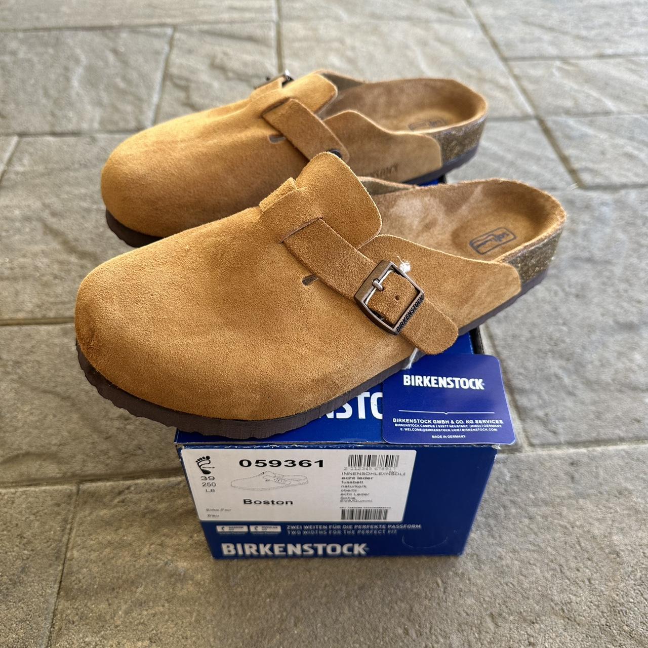 New Birkenstock Boston Clog Mink Suede Leather Size... - Depop