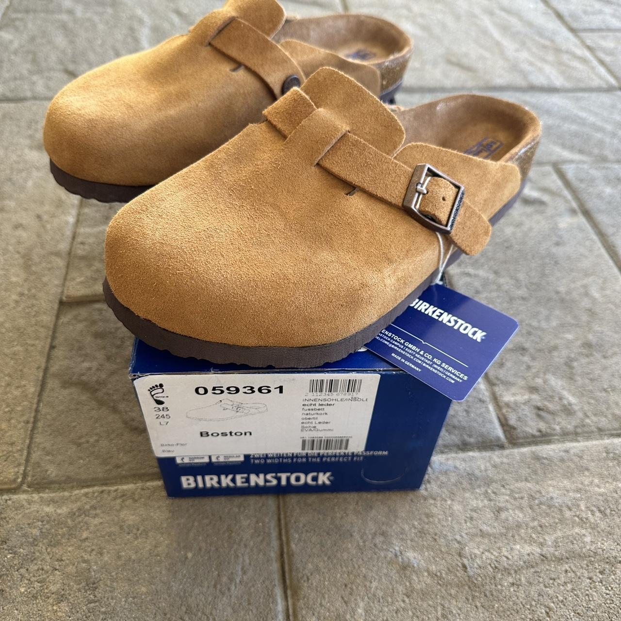 New Birkenstock Boston Clog Mink Suede Leather Size... - Depop