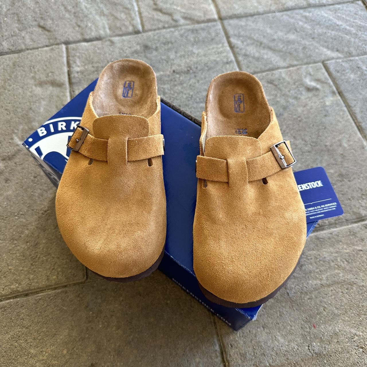 New Birkenstock Boston Clog Mink Suede Leather Size... - Depop