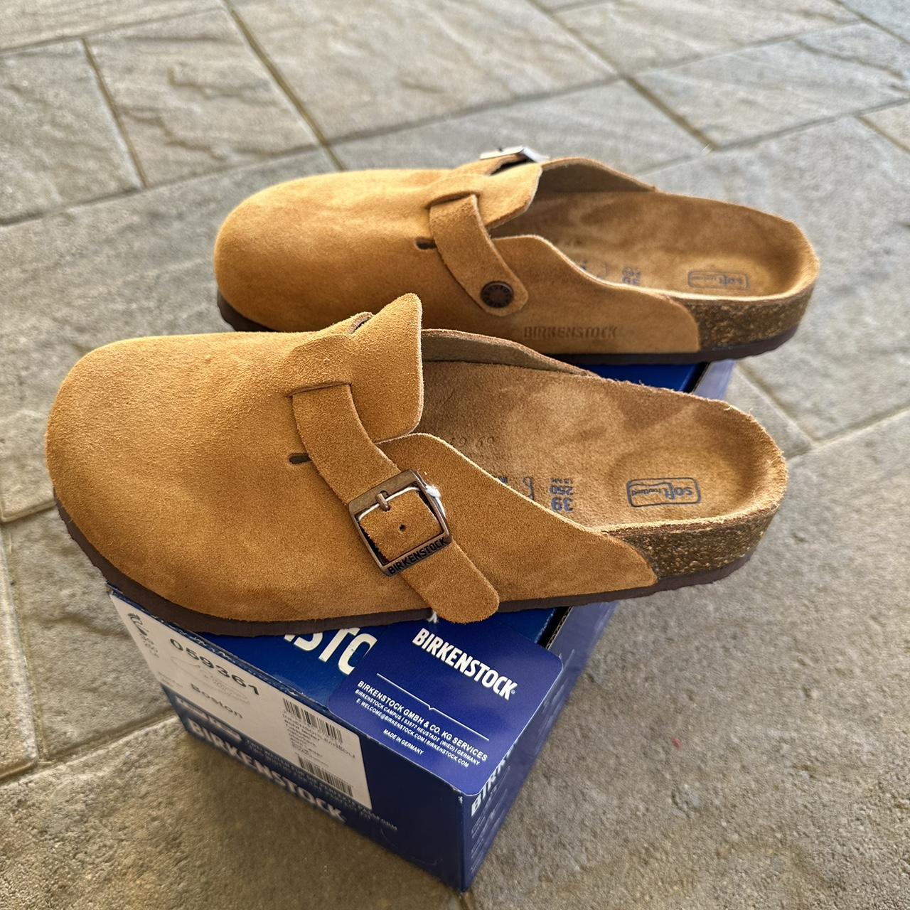 New Birkenstock Boston Clog Mink Suede Leather Size... - Depop