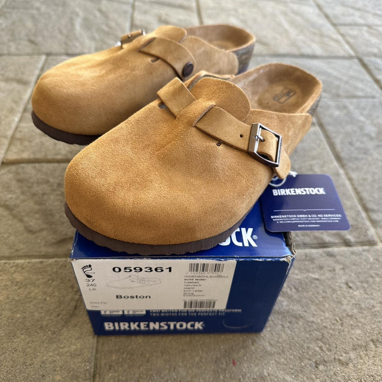 New Birkenstock Boston Clog Mink Suede Leather Size... - Depop